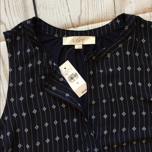 LOFT | Tops | Navy Mixed Print Top | Poshmark